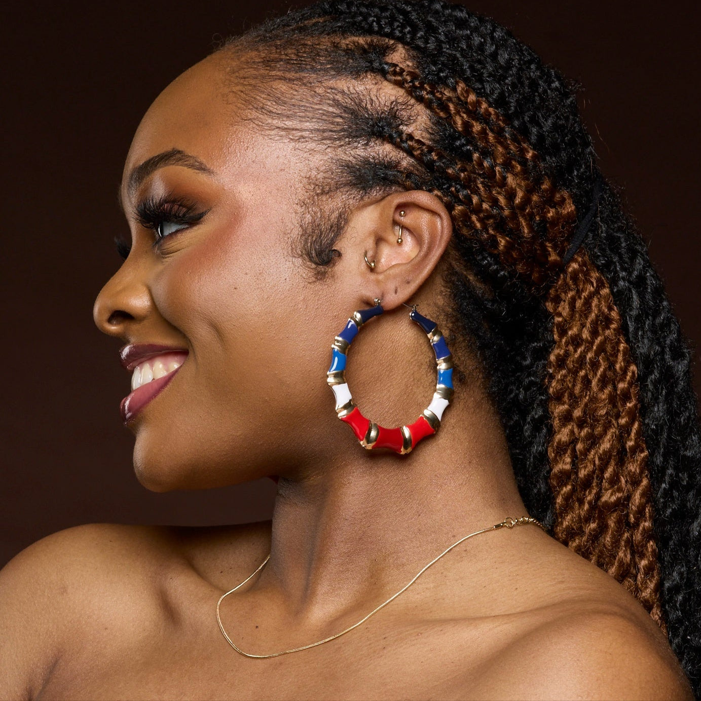 Jolie Bamboo Hoops – Berry Red London