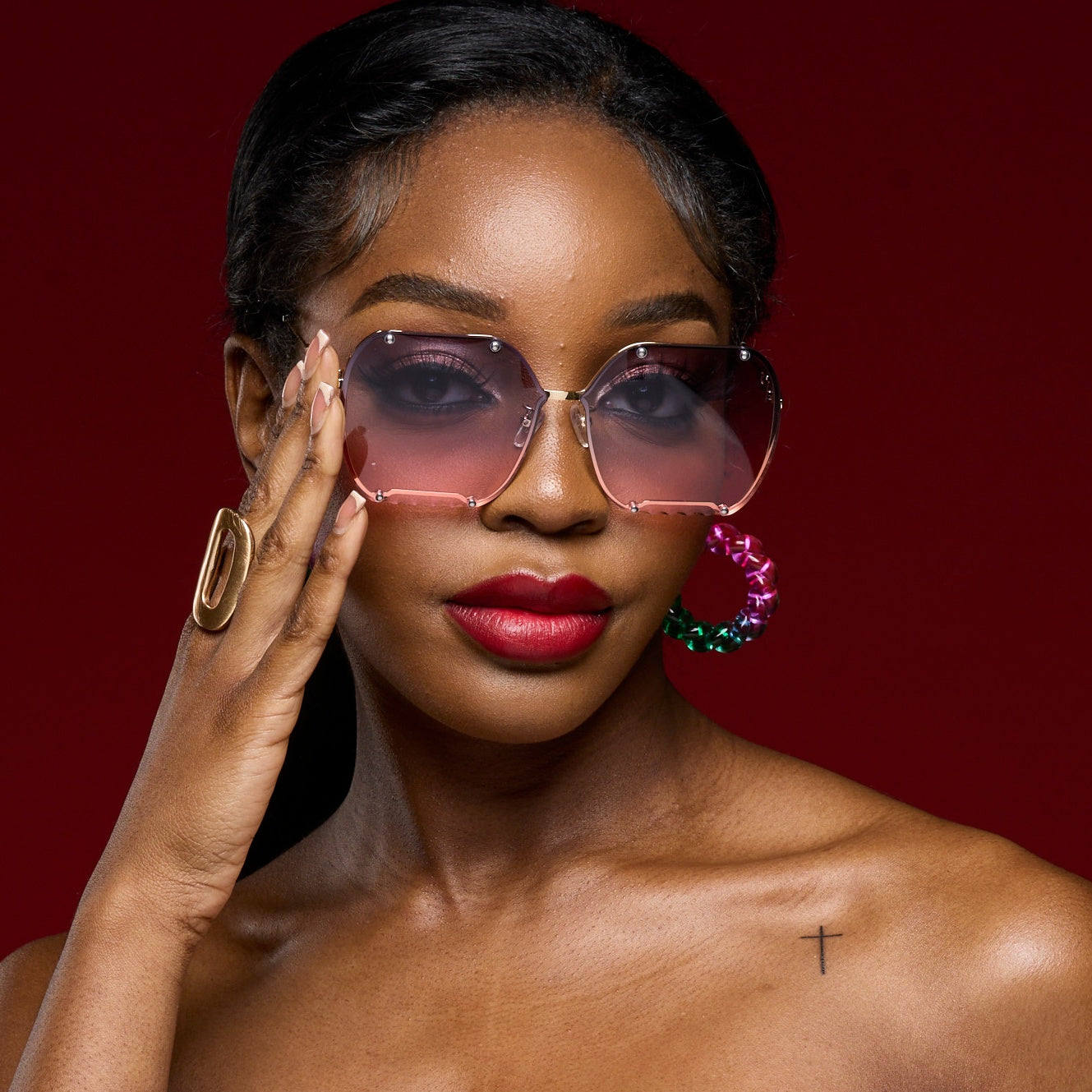 Flat Top Frames – Berry Red London